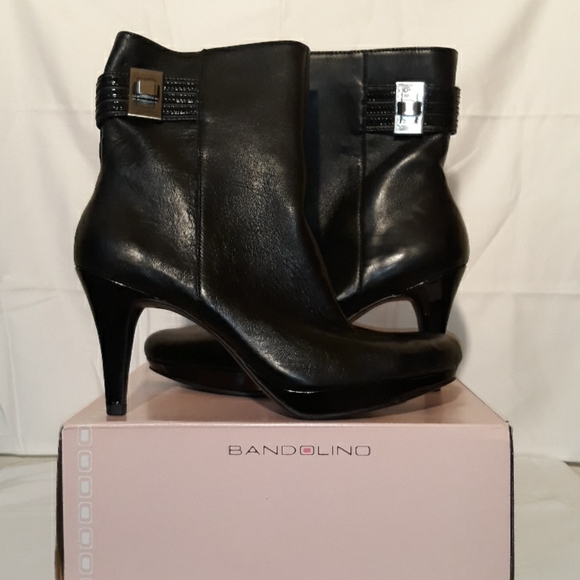 Bandolino | Shoes | Nib Bandolino Black Leather Calf Ankle Bootie ...